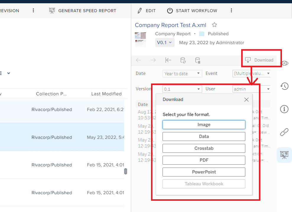 How to download the audit list of an asset in Quark Publishing Platform NextGen