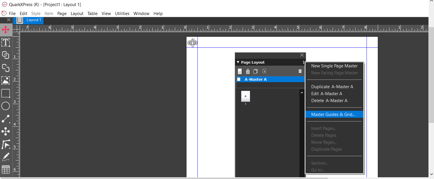 How to change the layout specifications once we open the new project?