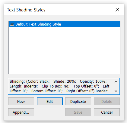 How to create and edit new text shading style