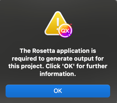 Installation of Rosetta application on Apple Silicon Macs.