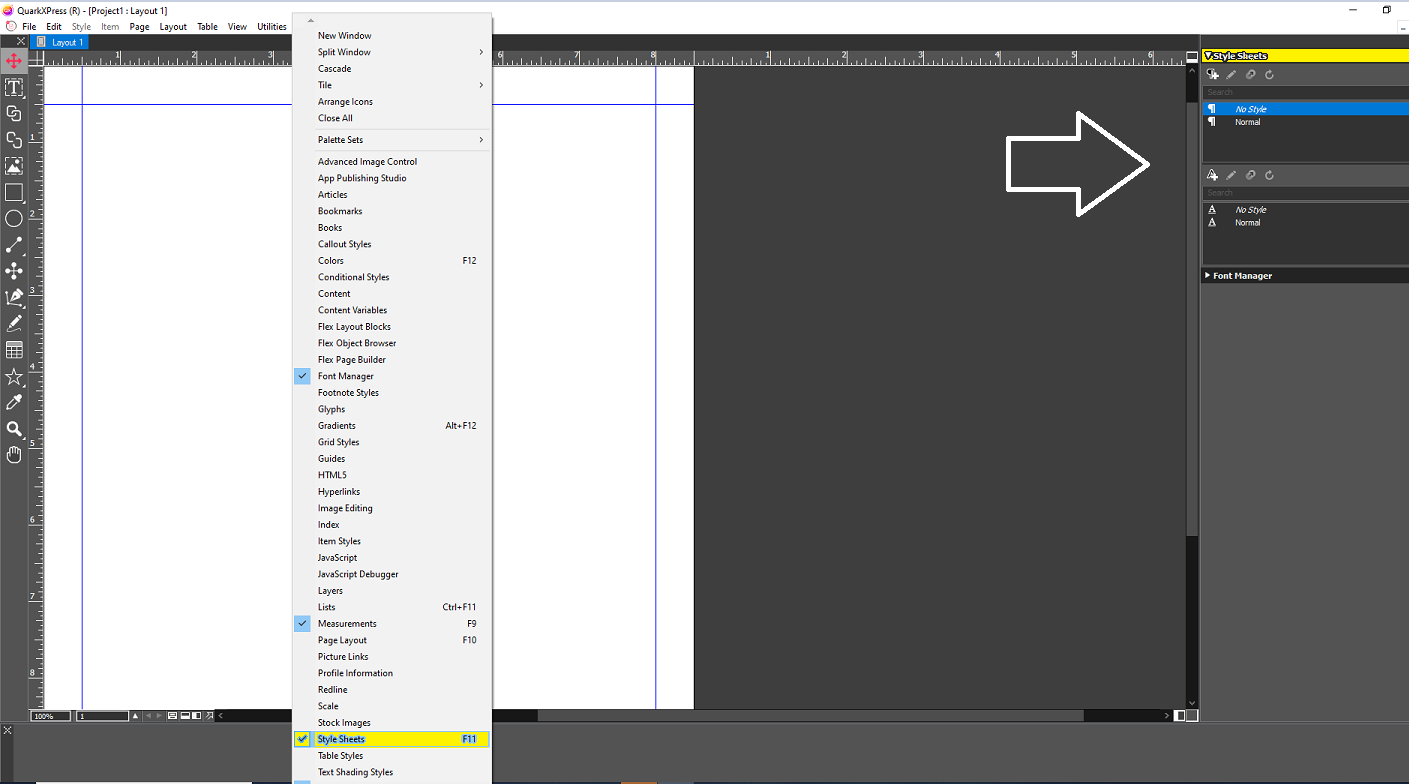 How to view selected style sheets in QuarkXPress